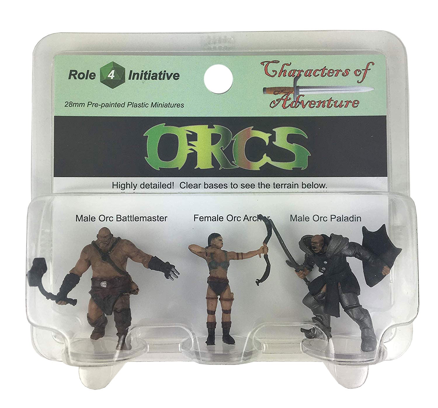 Characters of Adventure: Orcs Group of 3 - Set B - Archer, Paladin, Ba