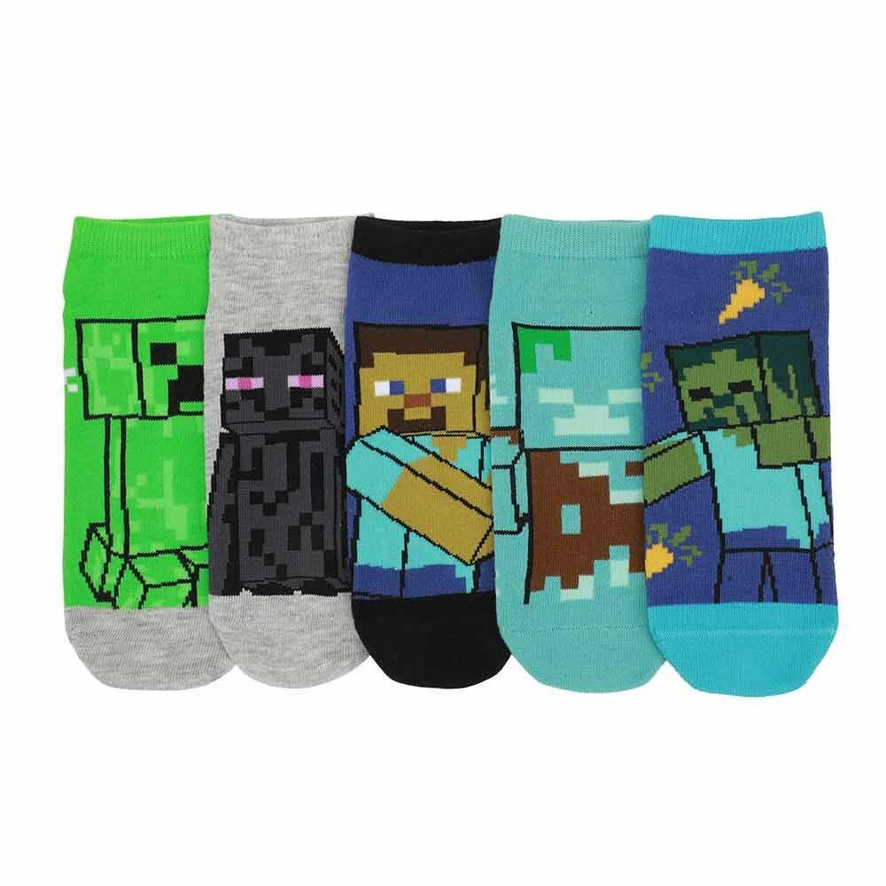 Minecraft Characters 5 Pair Ankle Socks