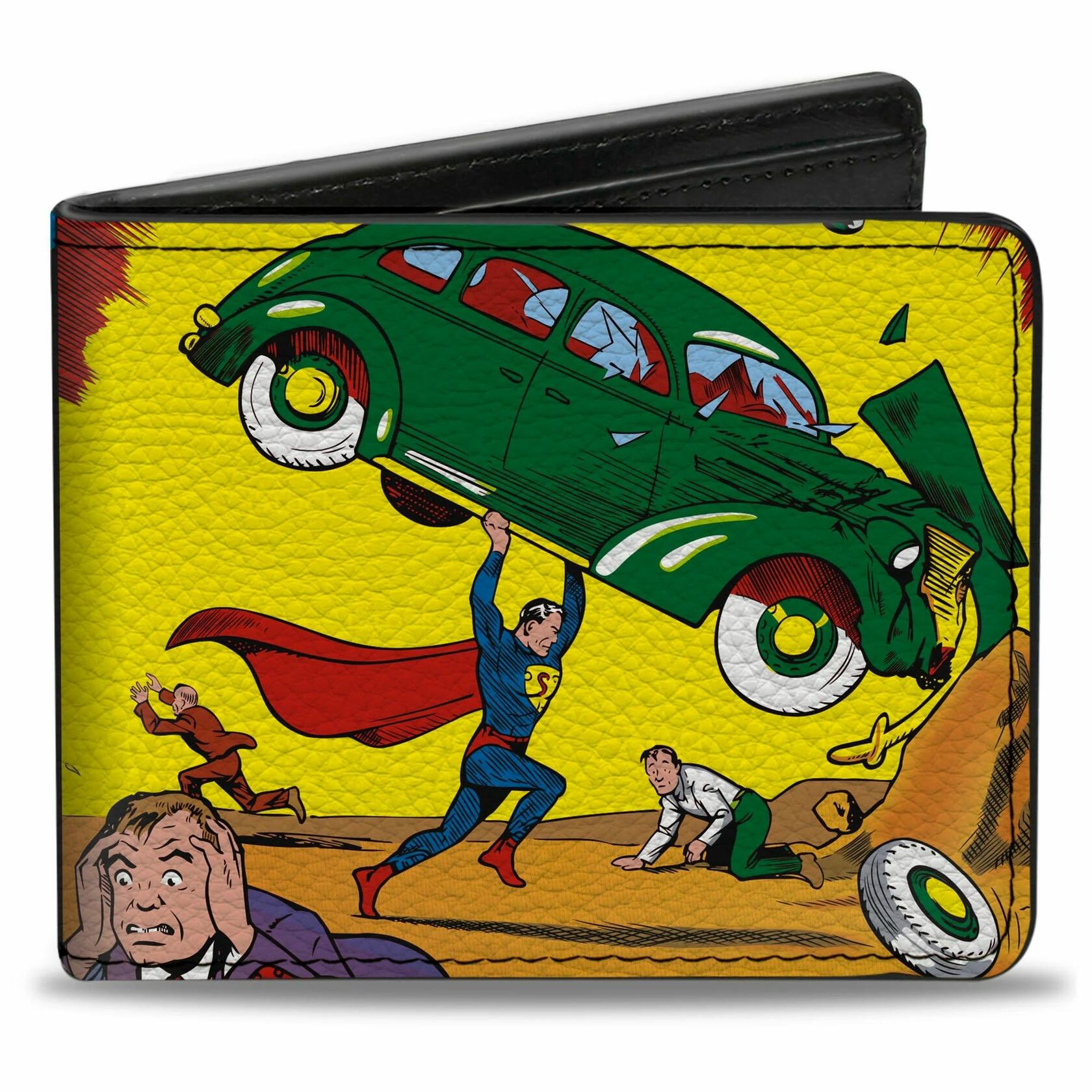 Superman Classic Action Comics Issues #1 Lifting Car Bi-Fold Wallet