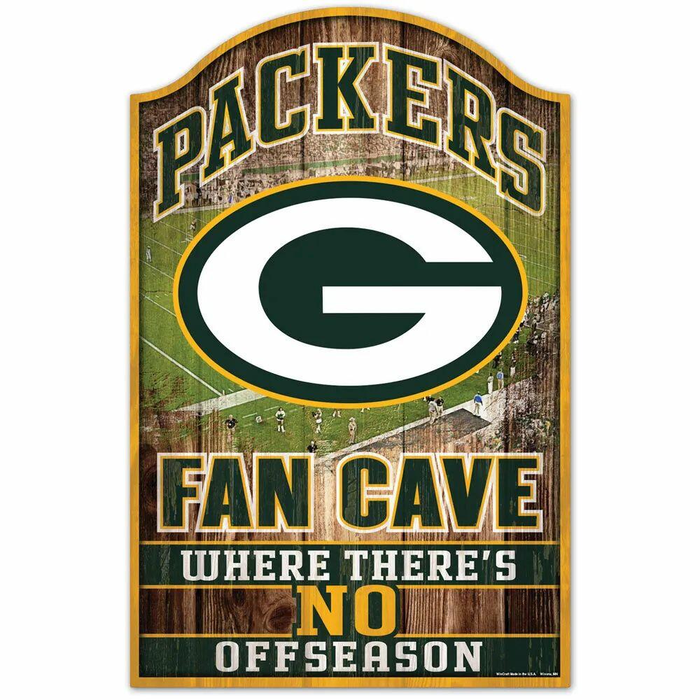 Green Bay Packers Fan Cave Wood Sign, 11" x 17"